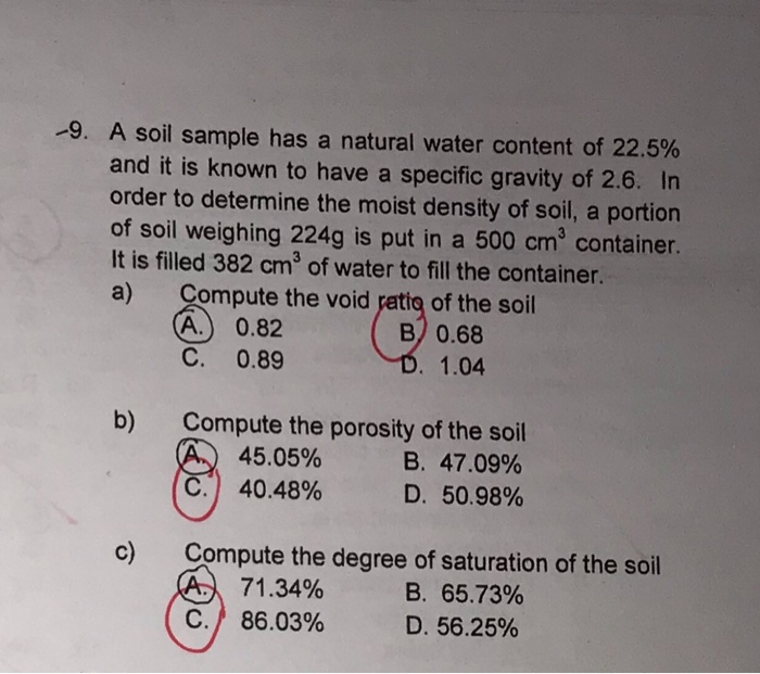 Solved -9. A soil sample has a natural water content of | Chegg.com