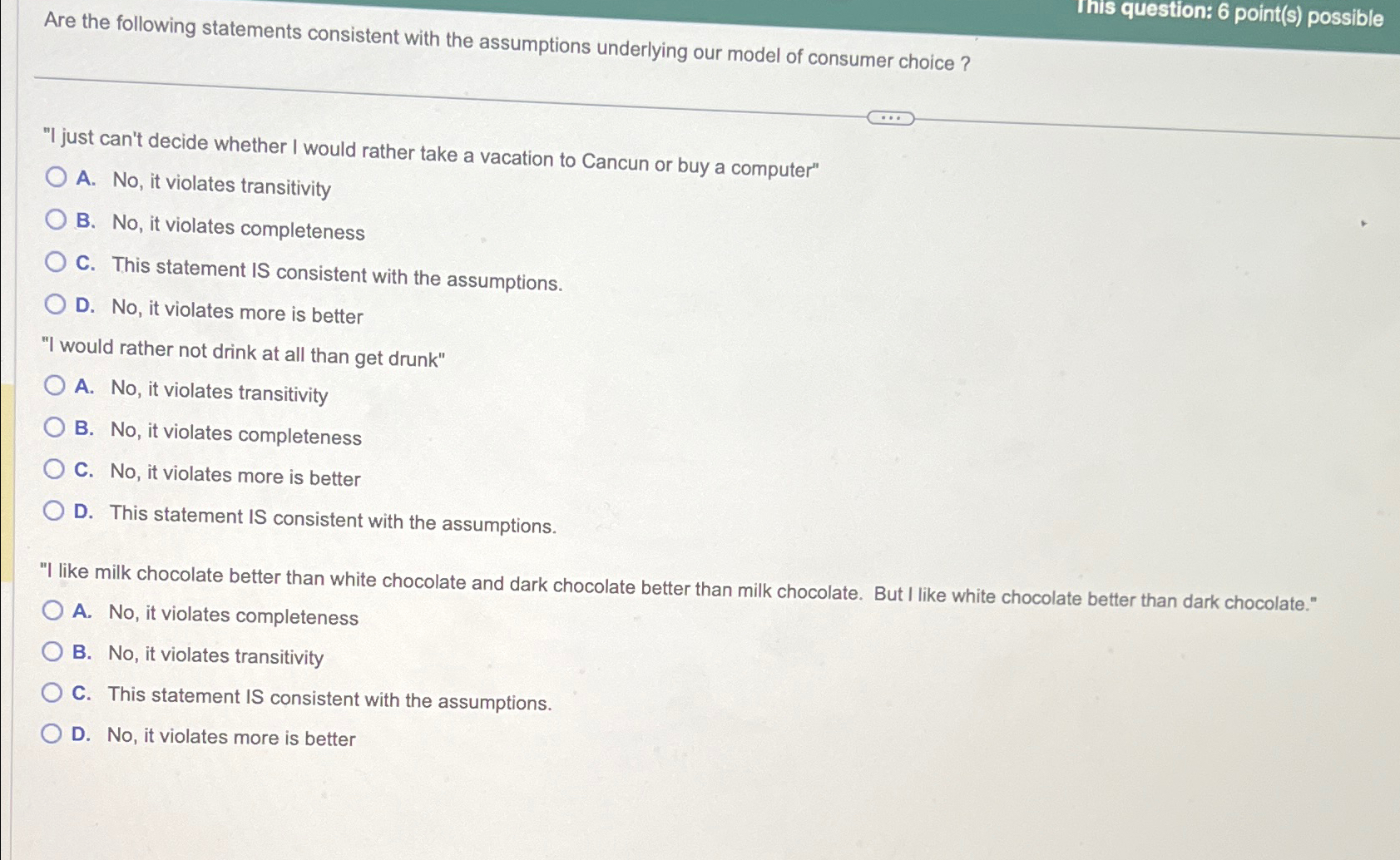 Solved Are the following statements consistent with the | Chegg.com