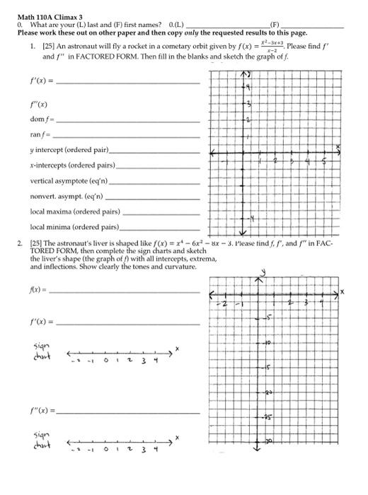 Solved Math 110A Climax 3 0 . What are your (L) last and (F) | Chegg.com