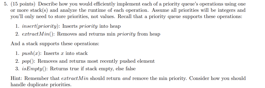 Solved (15 ﻿points) ﻿Describe how you would efficiently | Chegg.com
