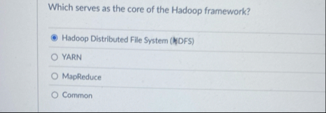 Solved Which serves as the core of the Hadoop | Chegg.com