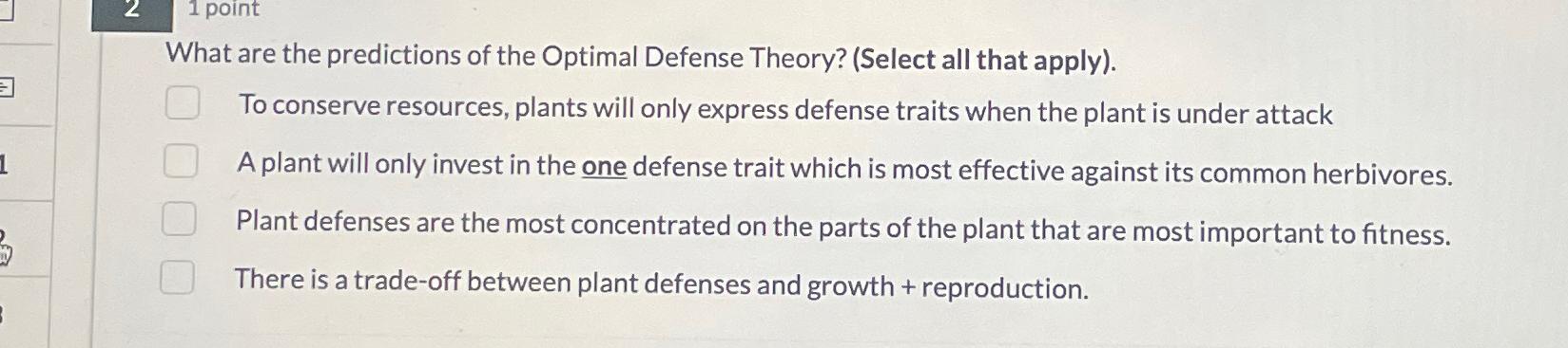 Solved What are the predictions of the Optimal Defense | Chegg.com