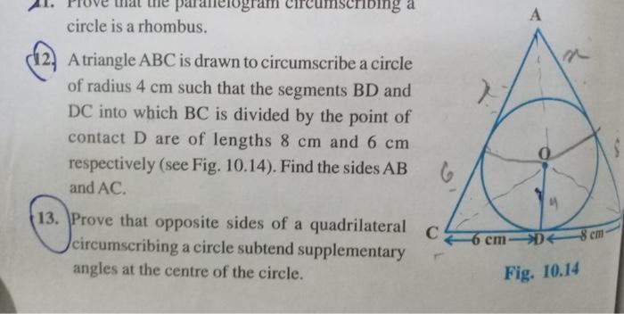 Solved circle is a rhombus. 12. A triangle \\( \\mathrm{ABC} | Chegg.com
