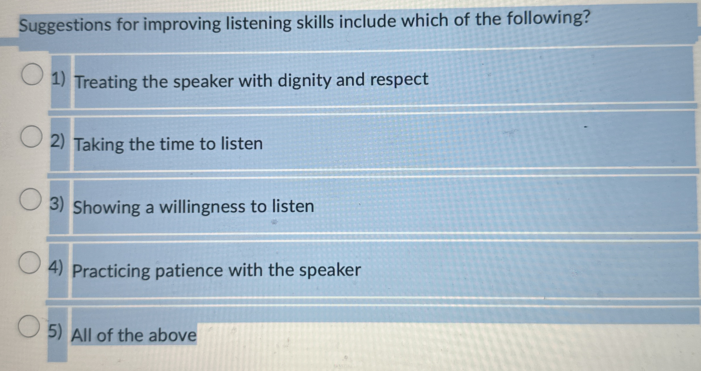 Solved Suggestions for improving listening skills include | Chegg.com