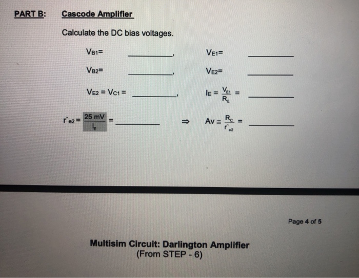 PART B: CASCODE AMPLIFIER 7. Using Multisim assemble | Chegg.com