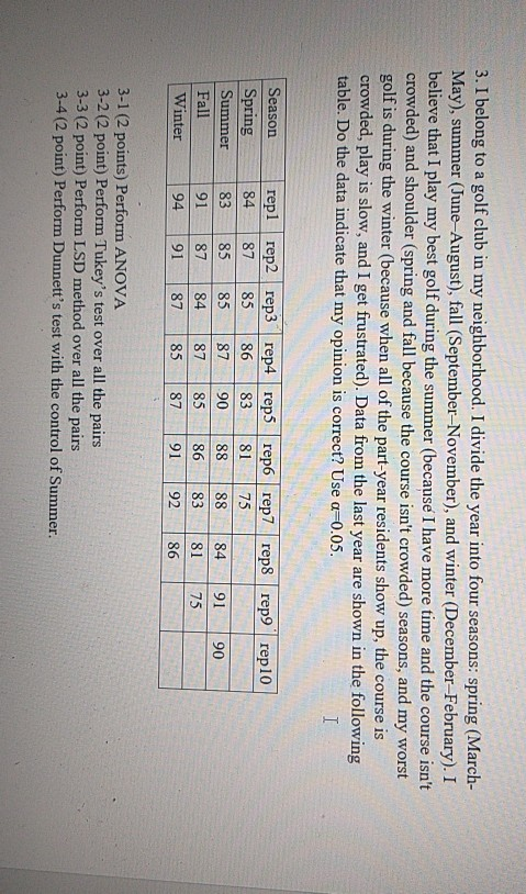 Solved 3. I belong to a golf club in my neighborhood. I | Chegg.com