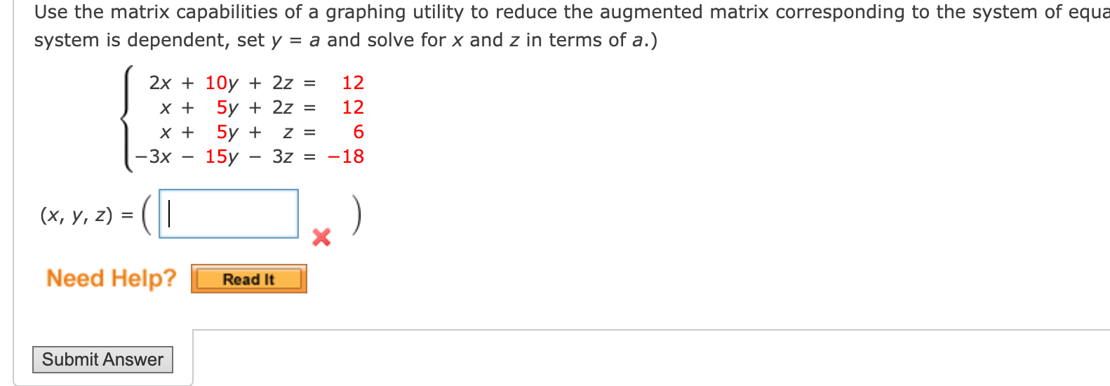Solved Use the matrix capabilities of a graphing utility to | Chegg.com