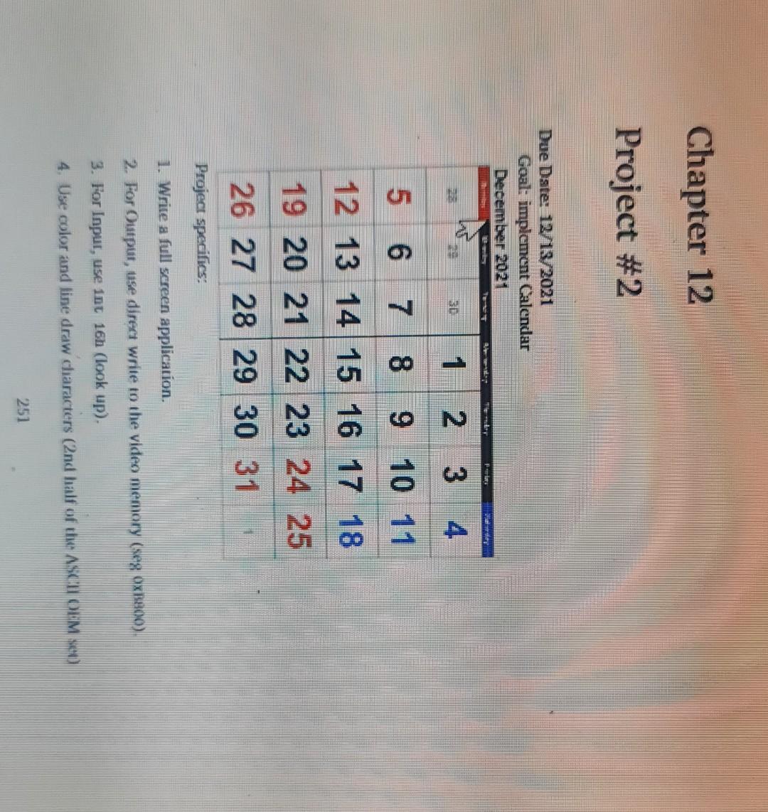 Solved Chapter 12 Project #2 Due Date: 12/13/2021 Goal: | Chegg.com