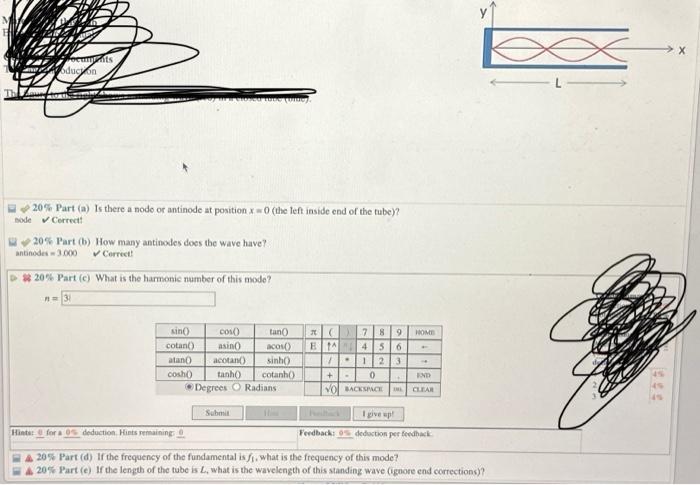 Solved 20% Part (a) Is there a node or antinode at position | Chegg.com