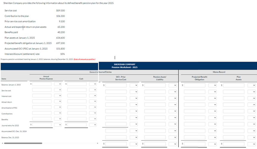Solved prepare a pension worksheet inserting January | Chegg.com