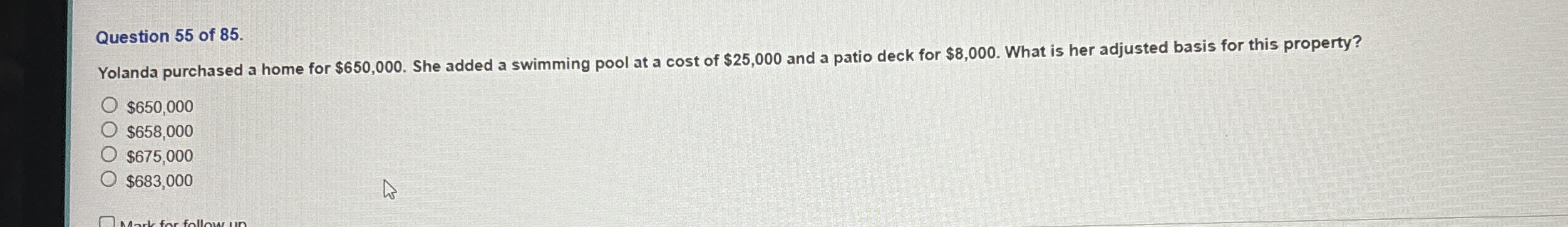 Solved Question 55 ﻿of 85.Yolanda purchased a home for | Chegg.com