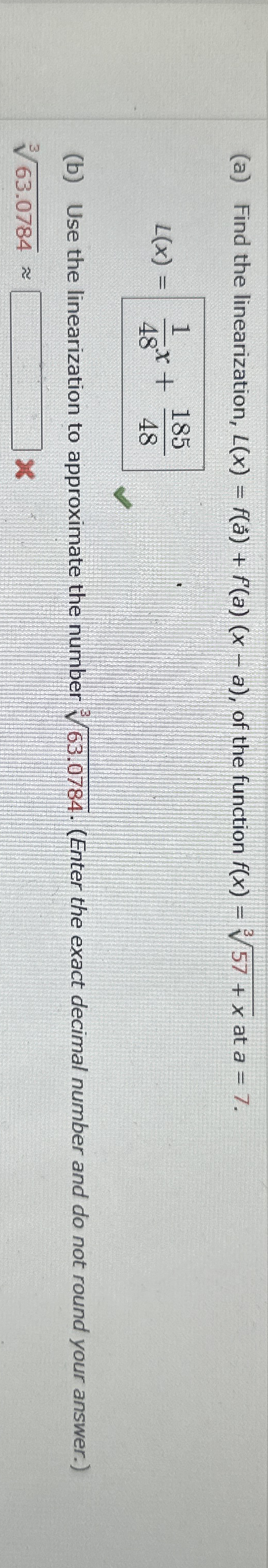 Solved A ﻿find The Linearization L X F A F A X A ﻿of