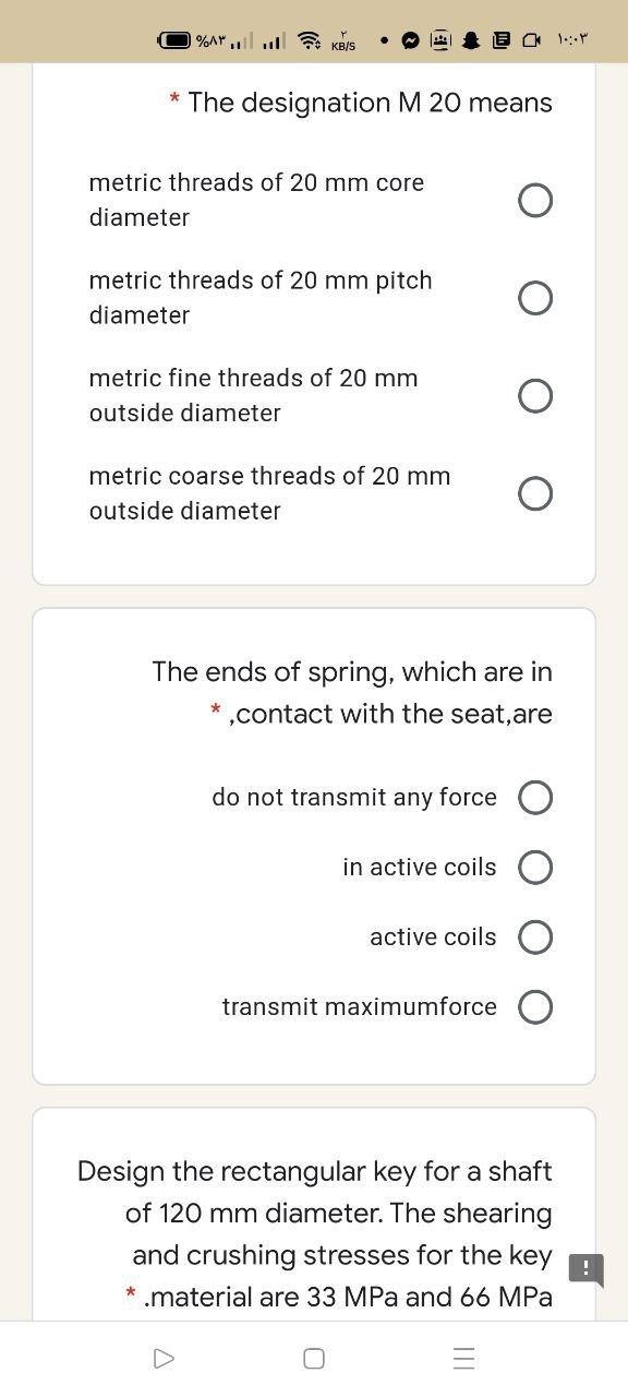 Solved m/s ه اا ا ۸۳% ۱ B The designation M 20 means metric | Chegg.com