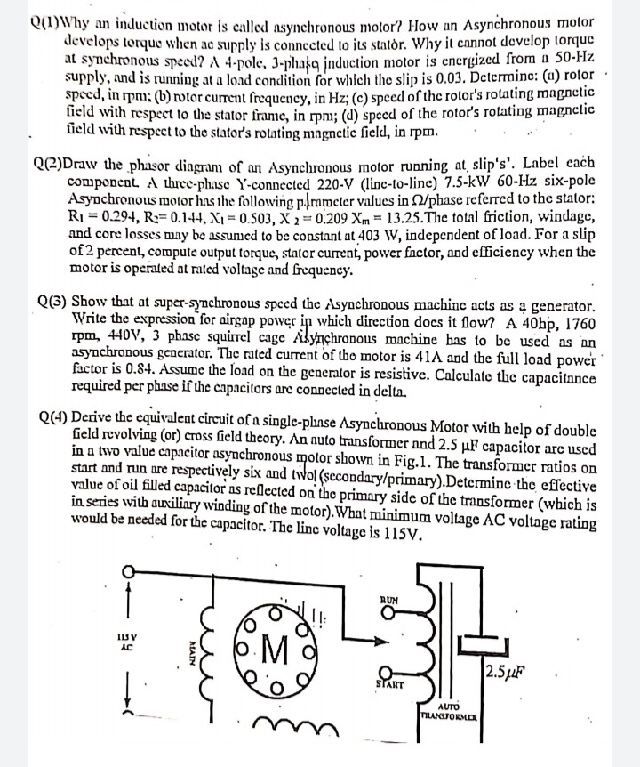 Solved Why an induction motor is called asynchronous motor? | Chegg.com