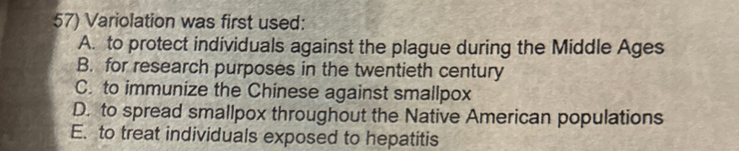 Solved Variolation was first used:A. ﻿to protect individuals | Chegg.com