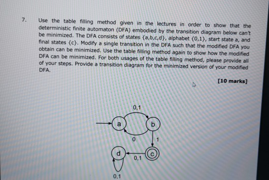 Solved 7. Use the table filling method given in the lectures | Chegg.com