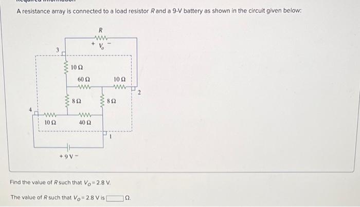 Solved A resistance array is connected to a load resistor R | Chegg.com