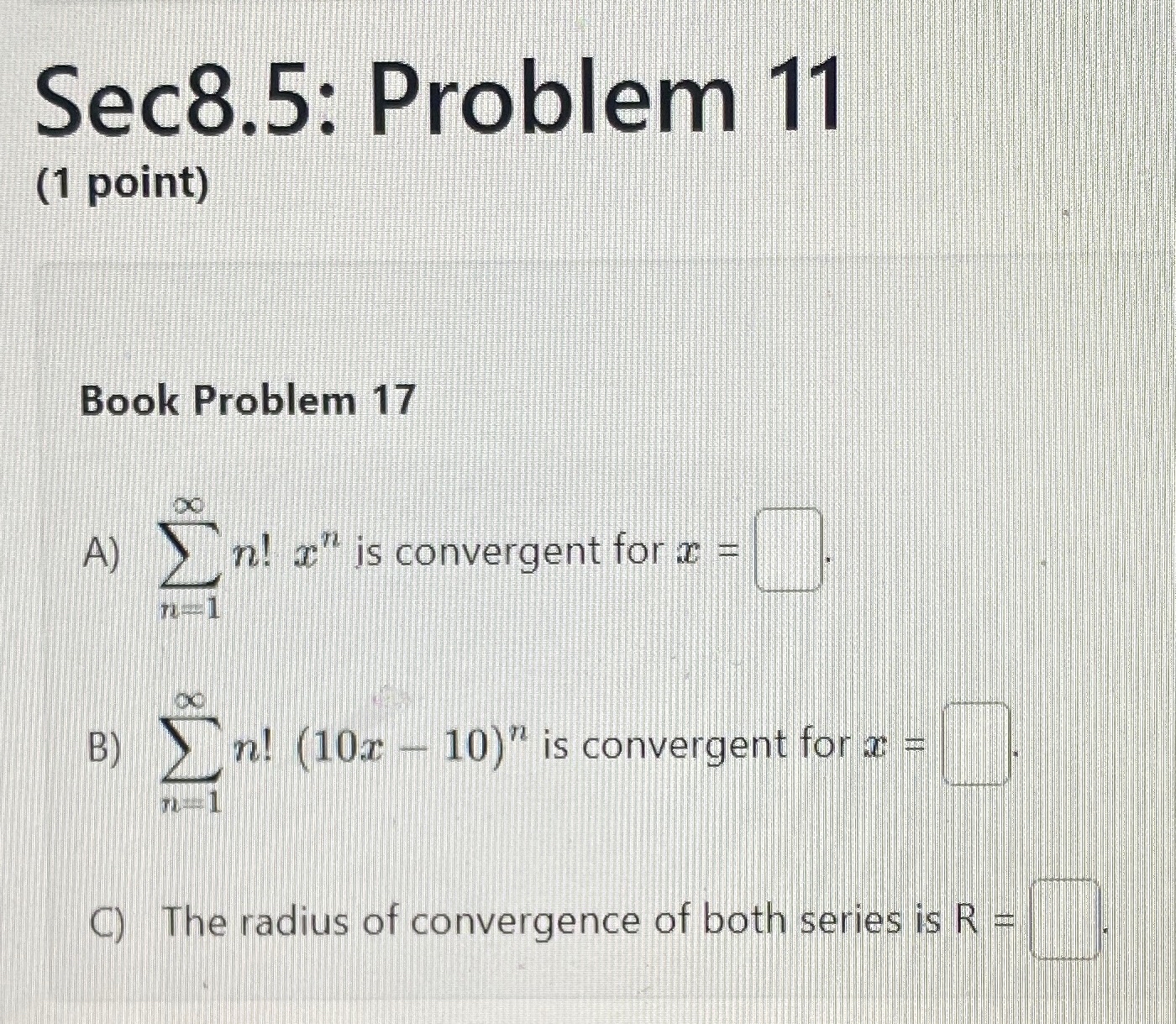 Solved Sec8.5: Problem 11(1 ﻿point)Book Problem | Chegg.com