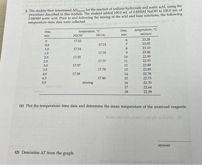 Solved 3. The student then determined ΔHneutan for the | Chegg.com