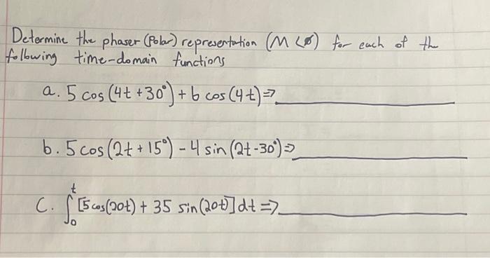 Solved Determine the phaser (Polar) represertation ( M