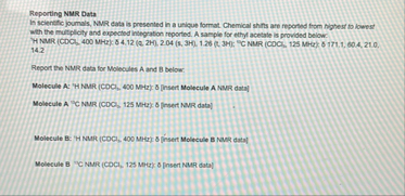 Solved Reporting NMR Dataplease help on how i can solve the | Chegg.com
