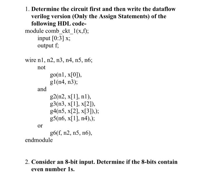 Solved 1. Determine the circuit first and then write the | Chegg.com