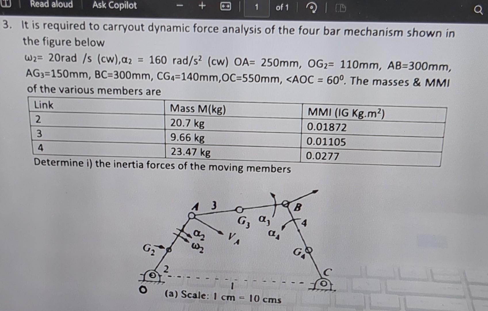 Solved It is required to carryout dynamic force analysis of | Chegg.com