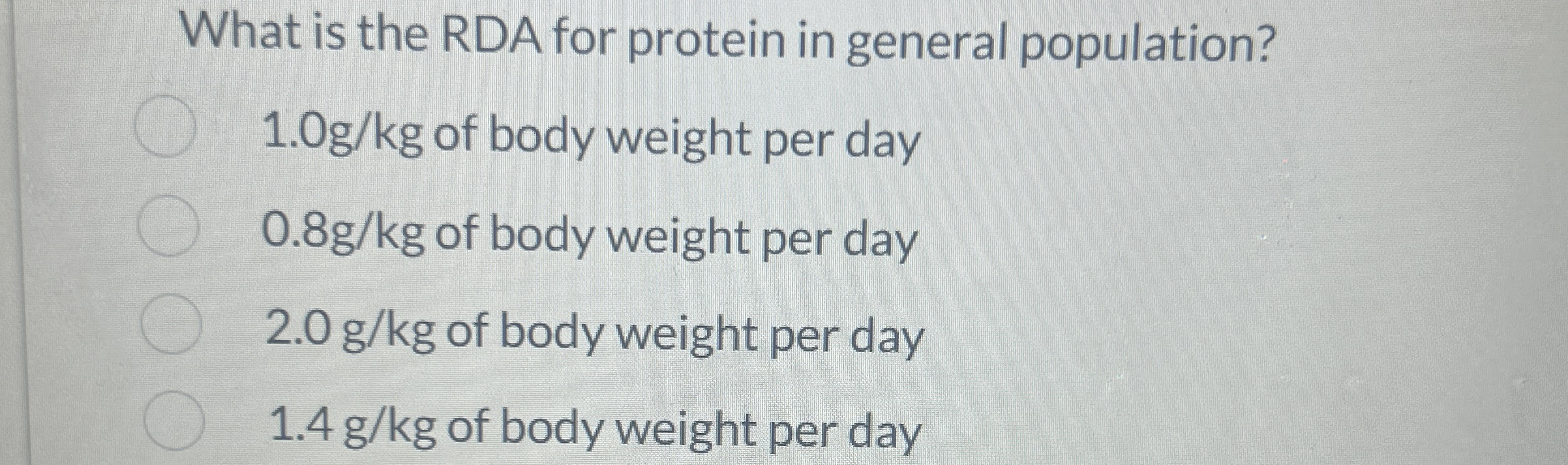Solved What is the RDA for protein in general | Chegg.com