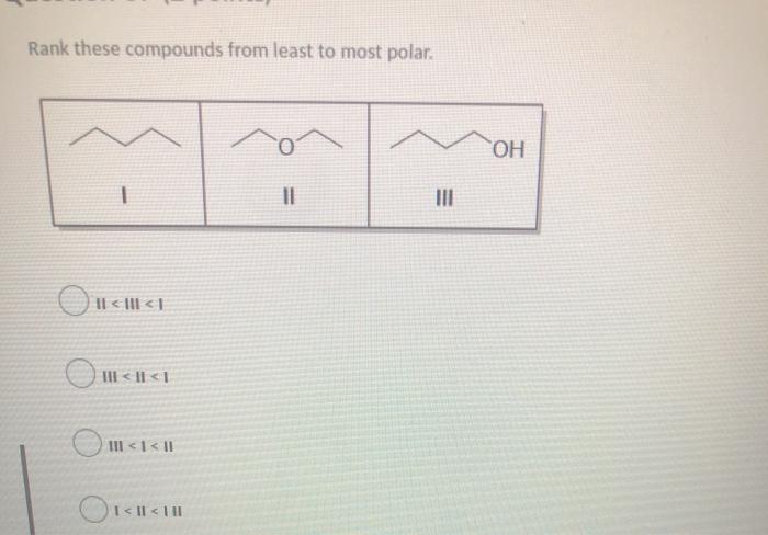 Solved Rank these compounds from least to most polar. ОН | | Chegg.com