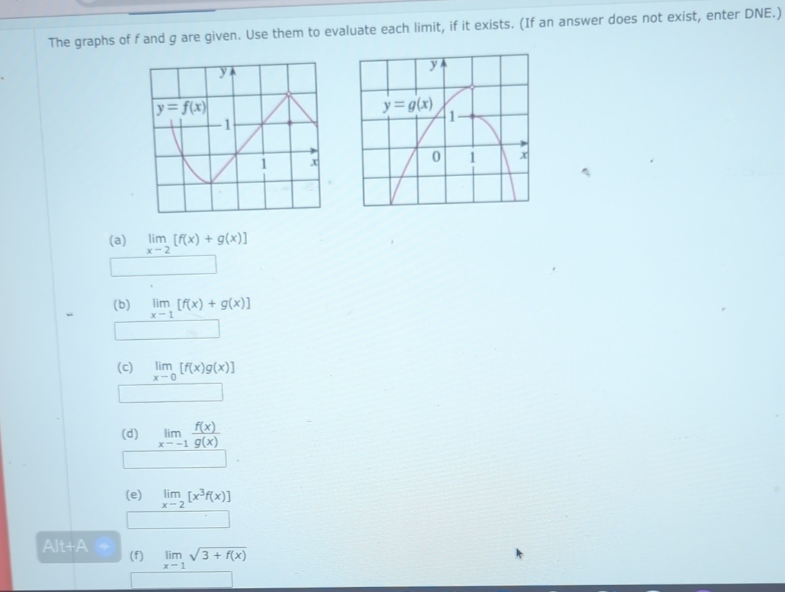 Solved The graphs of f ﻿and g ﻿are given. Use them to | Chegg.com