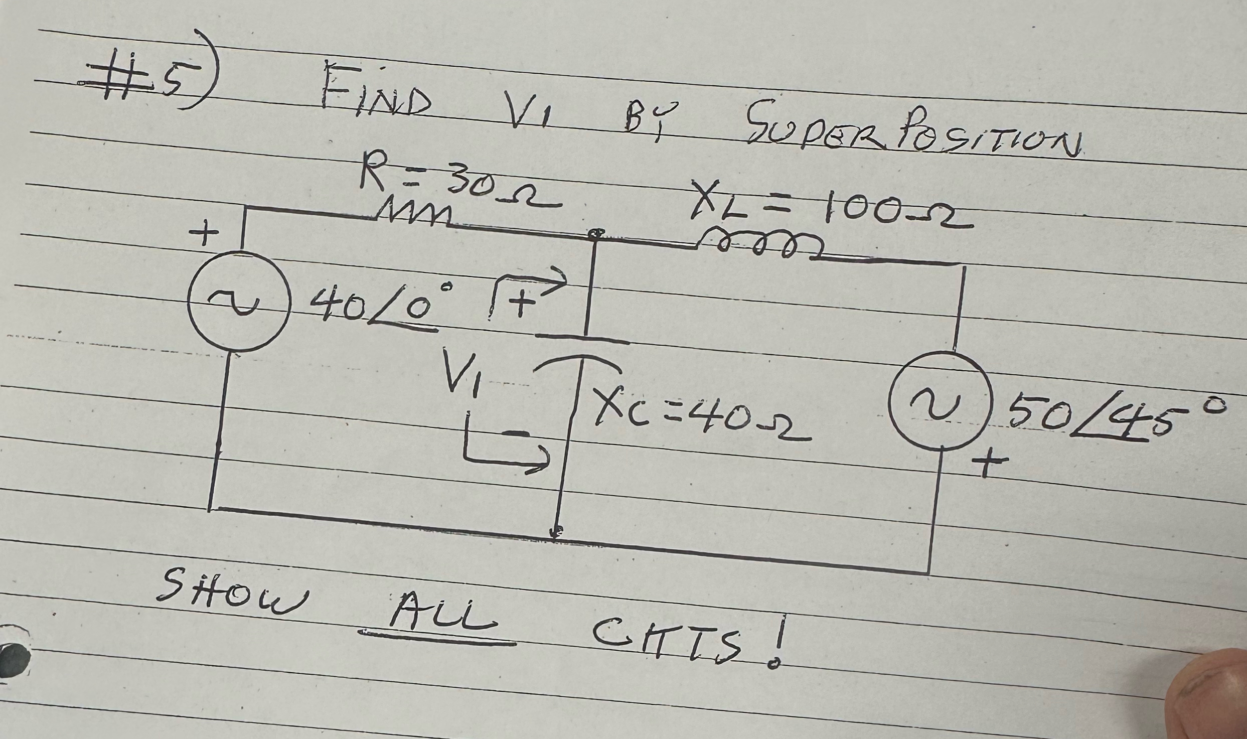 Solved #5) ﻿Find v1 ﻿by SuperpositionSHOW ALL CKTS! | Chegg.com