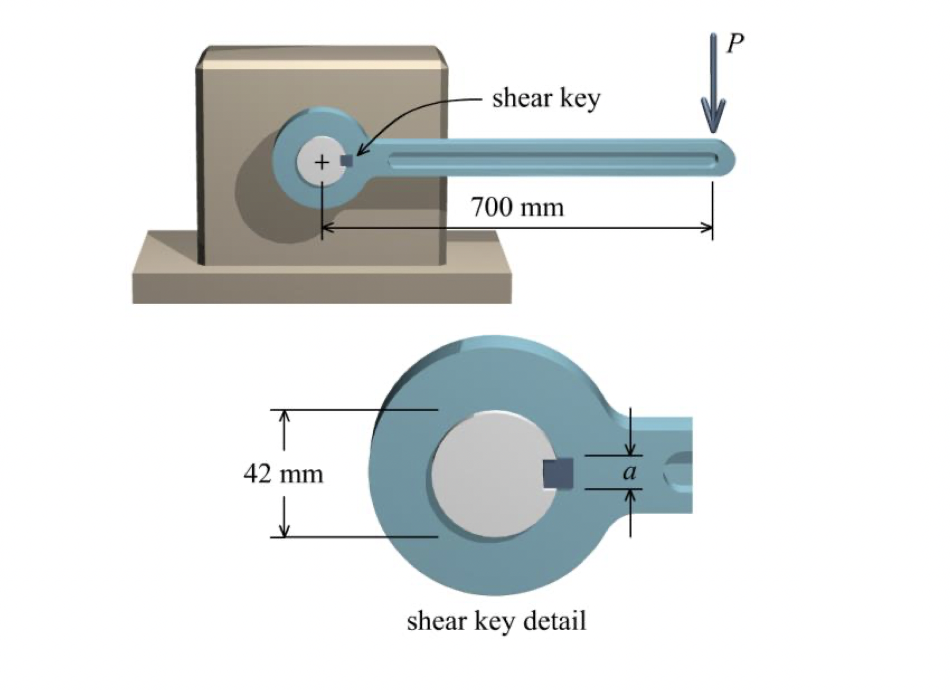 Solved A lever is attached to a shaft with a square shear | Chegg.com