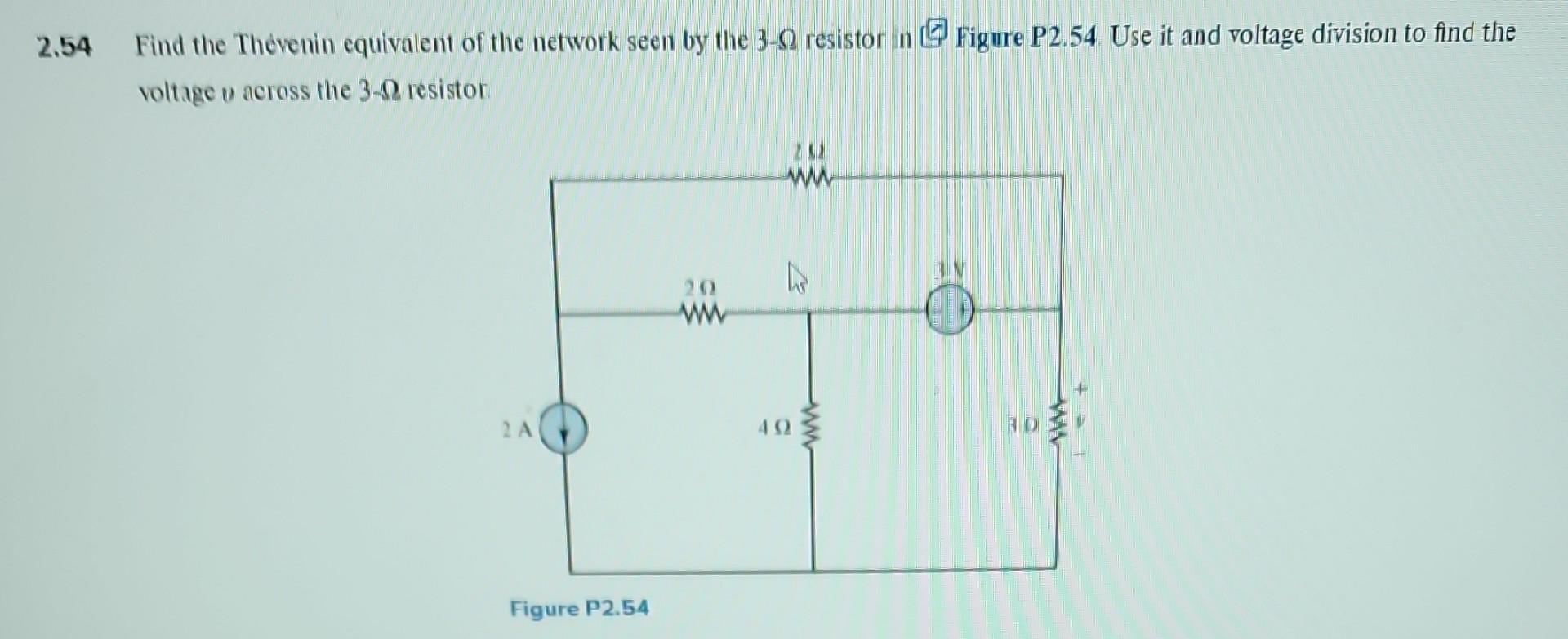 Solved 2.54 Find the Thevenin equivalent of the network seen | Chegg.com