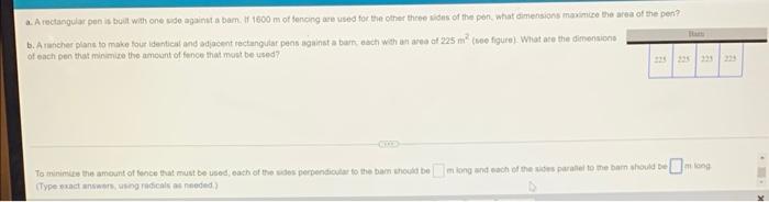 Solved a. A rectangular pen is built with one side against a | Chegg.com