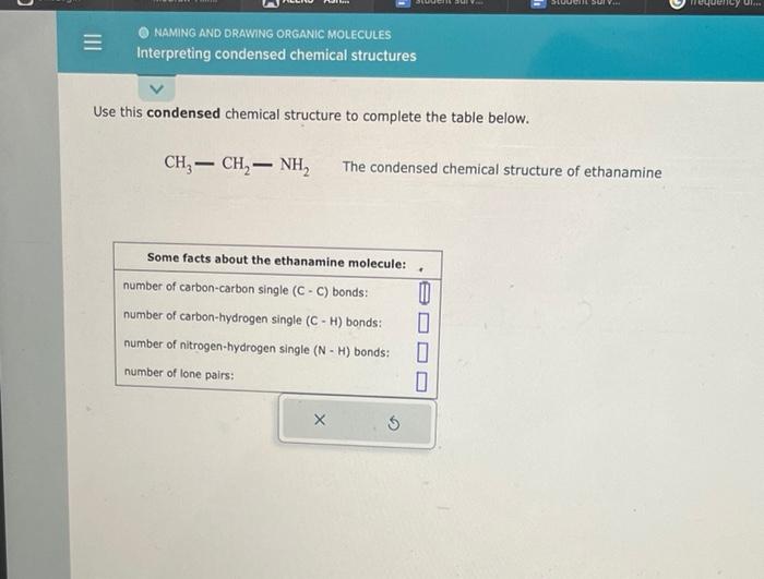 Solved Use this condensed chemical structure to complete the | Chegg.com