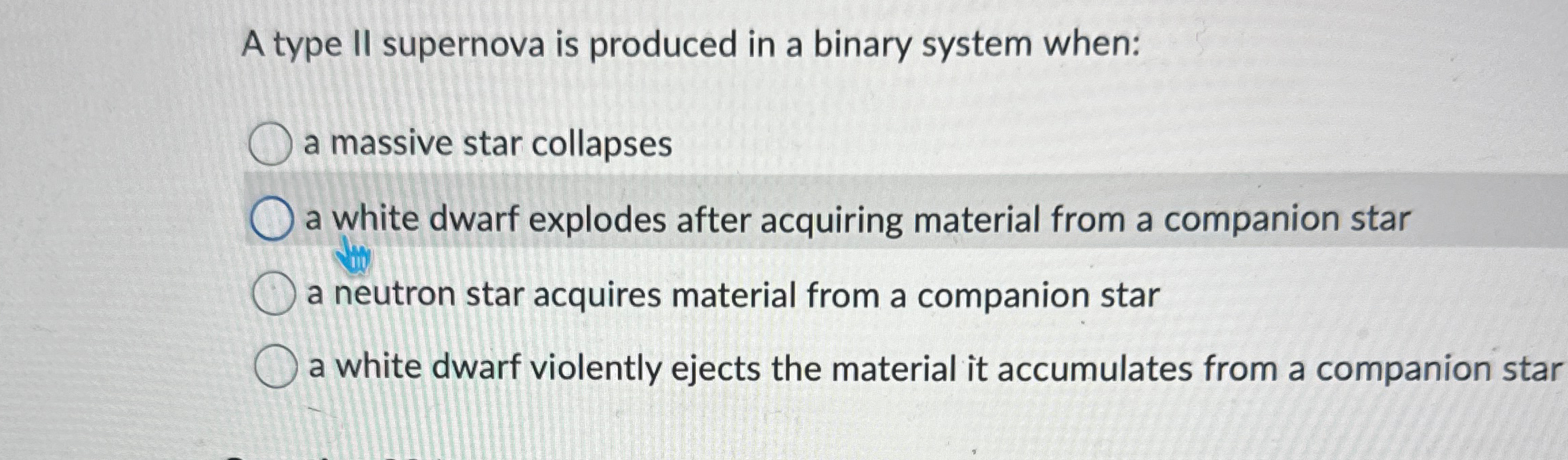Solved A type II supernova is produced in a binary system | Chegg.com