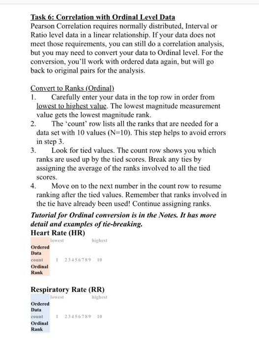 Solved Task 6: Correlation with Ordinal Level Data Pearson | Chegg.com