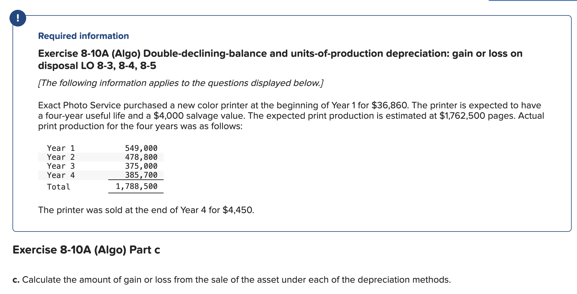 Solved Required information Exercise 8-10A (Algo) | Chegg.com
