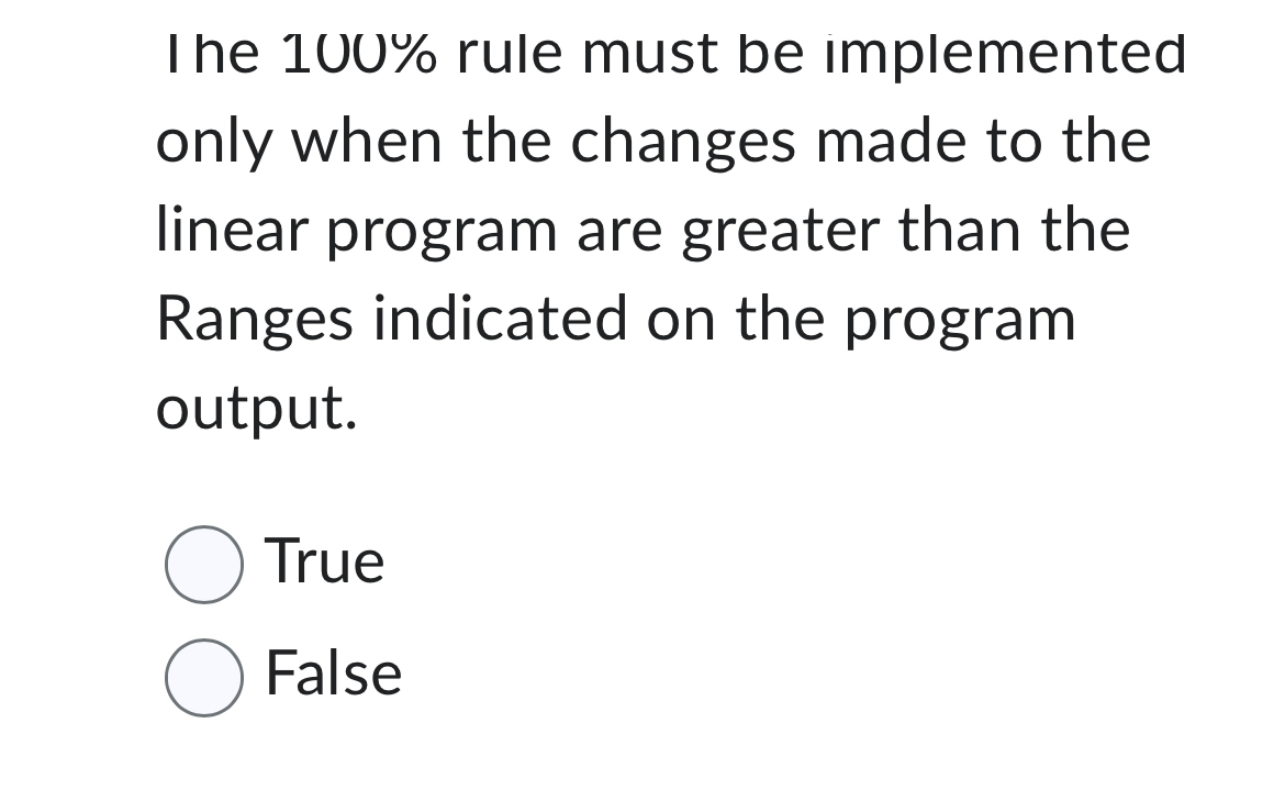 Solved I he 100% ﻿rule must be implemented only when the | Chegg.com