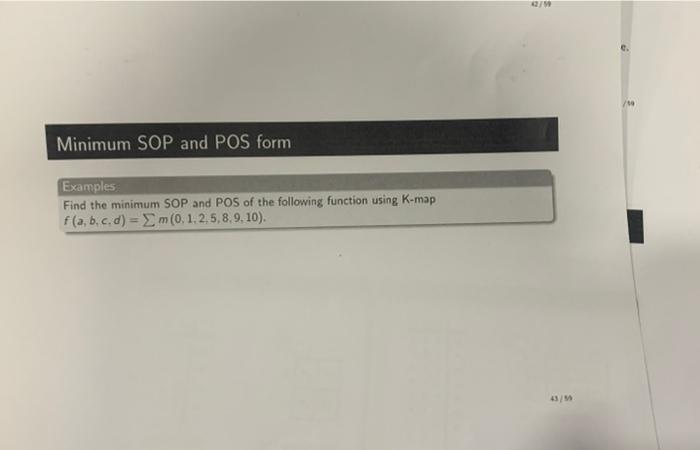 Solved Minimum SOP and POS form Examples Find the minimum | Chegg.com