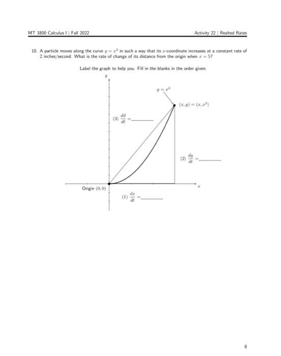 Solved 10. A particle maves along the curve y=x2 in such a | Chegg.com