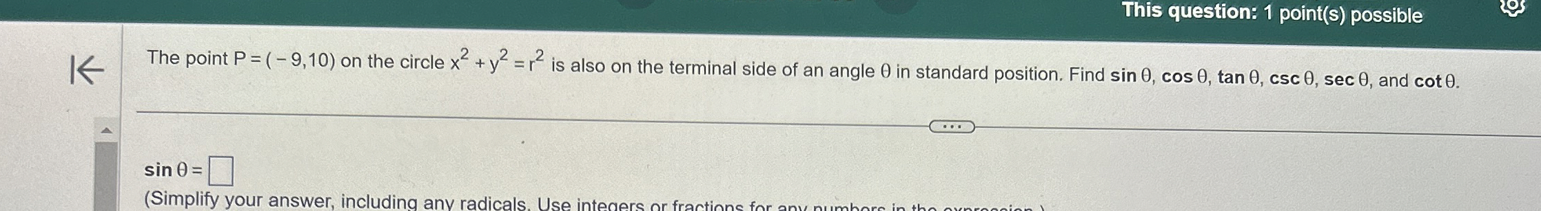 Solved This question: 1 ﻿point(s) ﻿possibleThe point | Chegg.com