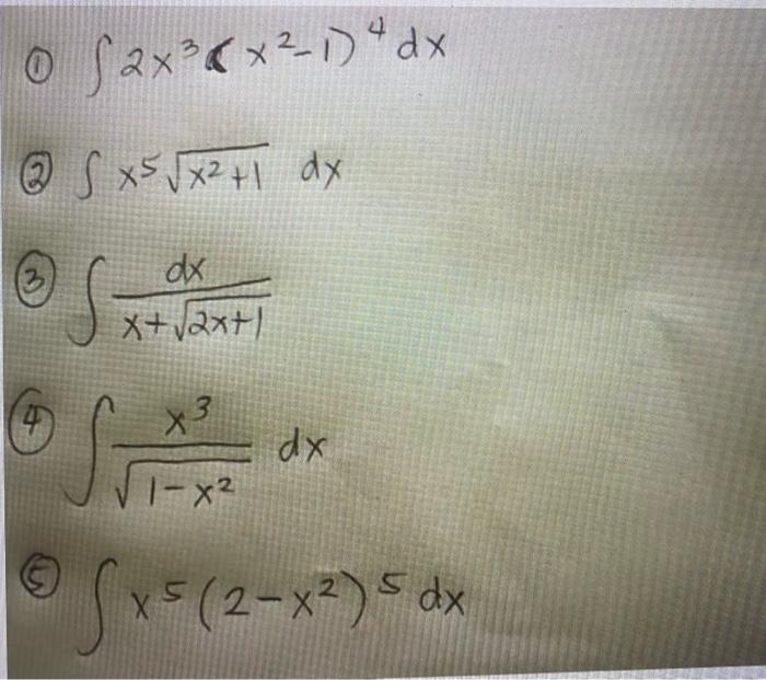 Solved Integrate the following using algebraic substitution | Chegg.com Solved Integrate the following using algebraic substitution | Chegg.com
