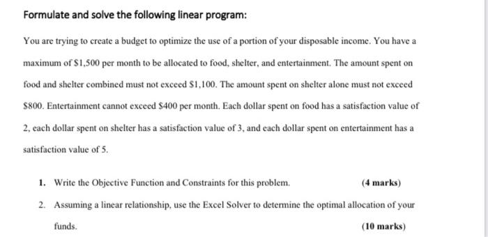 Solved Formulate and solve the following linear program: You | Chegg.com