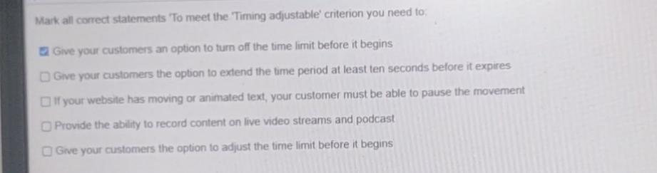 Solved Mark all correct statements 'To meet the 'Timing | Chegg.com