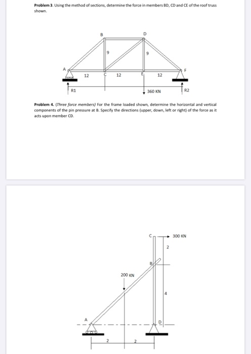 Solved Problem 3 Using The Method Of Sections Determine 7022