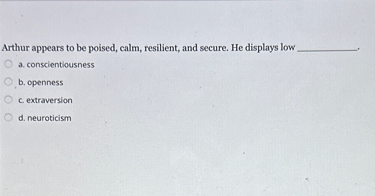 Solved Arthur appears to be poised, calm, resilient, and | Chegg.com