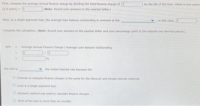 Solved 7. Calculating finance charges using the discount | Chegg.com