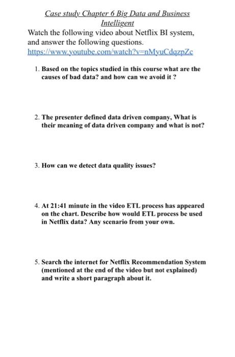 Solved Case study Chapter 6 Big Data and Business | Chegg.com