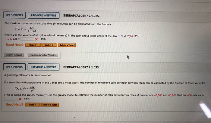 Solved 0/1.5 POINTS | PREVIOUS ANSWERS BERRAPCALCBR7 | Chegg.com